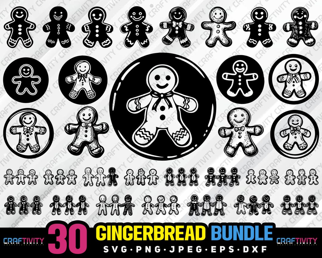 Gingerbread Man Clipart Bundle: Christmas Vector Graphics (digital ...
