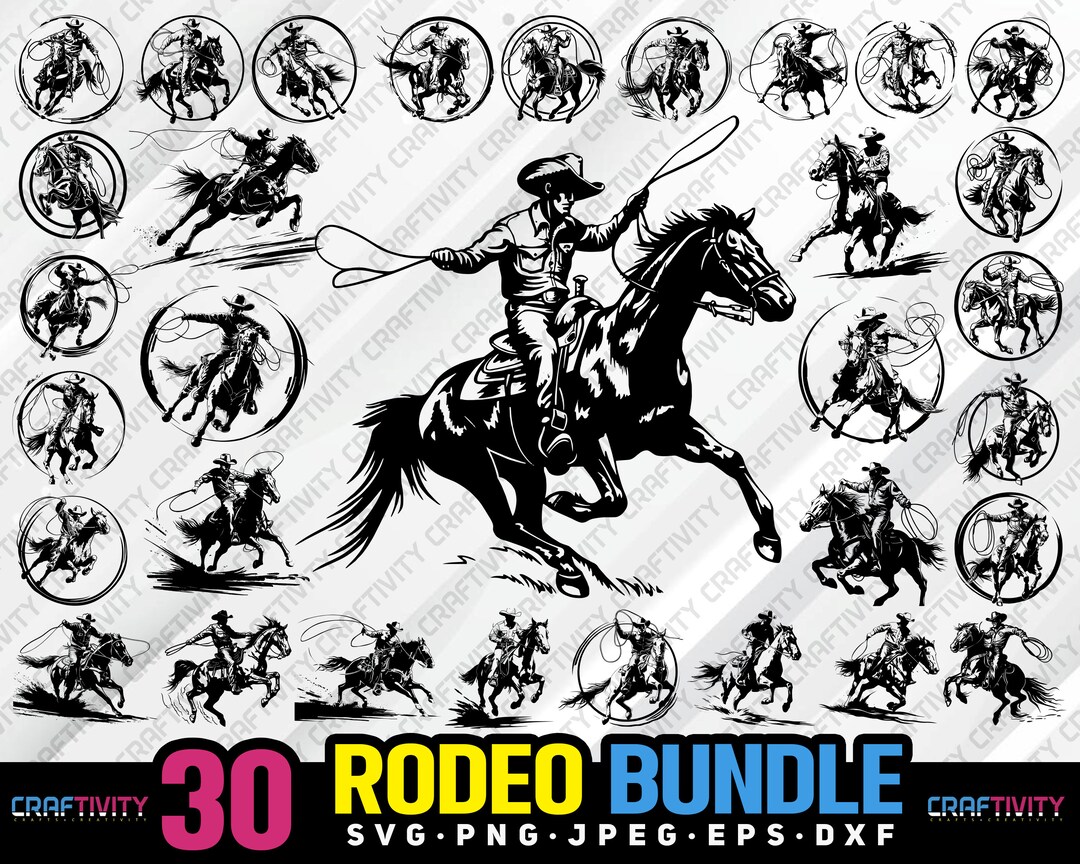 Rodeo Bundle Svg Png Jpeg Eps Dxf Bundle Silhouette Clipart Cricut Vector Commercial Use Custom ...