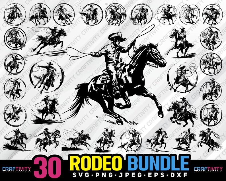 Rodeo Bundle Svg Png Jpeg Eps Dxf Bundle Silhouette Clipart Cricut ...