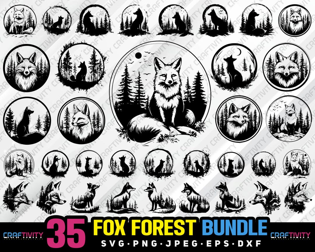 Fox Forest Clipart Bundle, Laser Cut Vector (digital Download) - Etsy