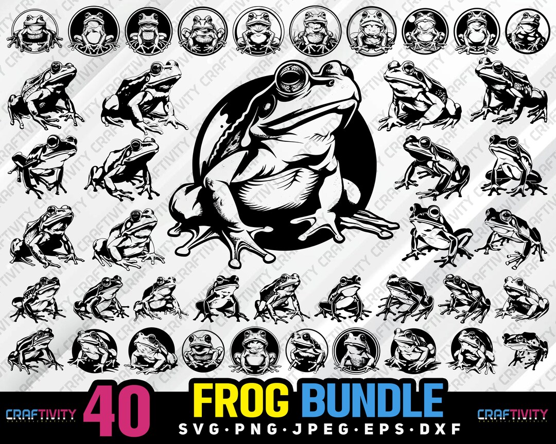 Frog Bundle Svg Png Jpeg Eps Dxf Bundle Silhouette Clipart Cricut ...