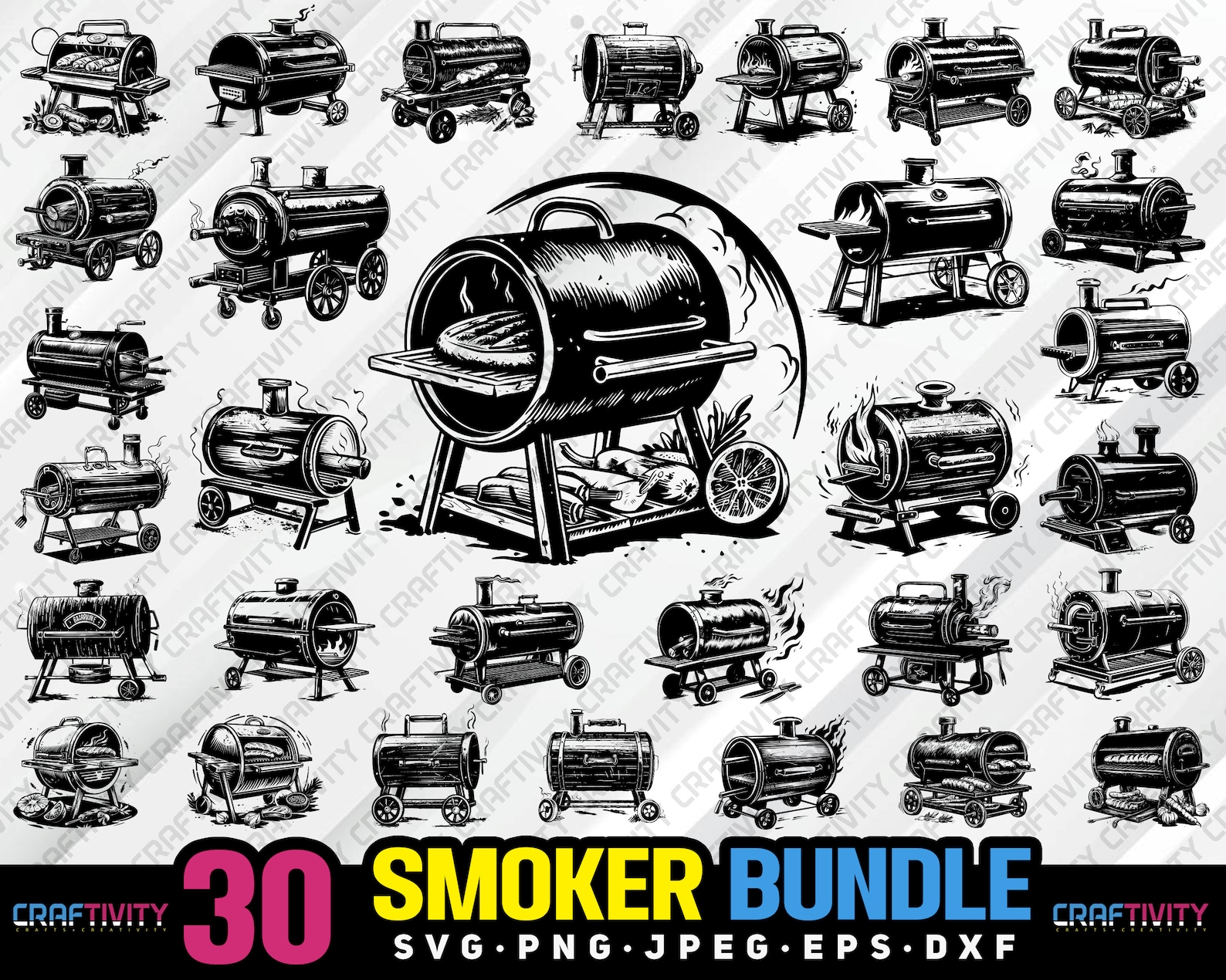 Smoker Grill Clipart Bundle, BBQ Vector Graphics (digital Download) - Etsy