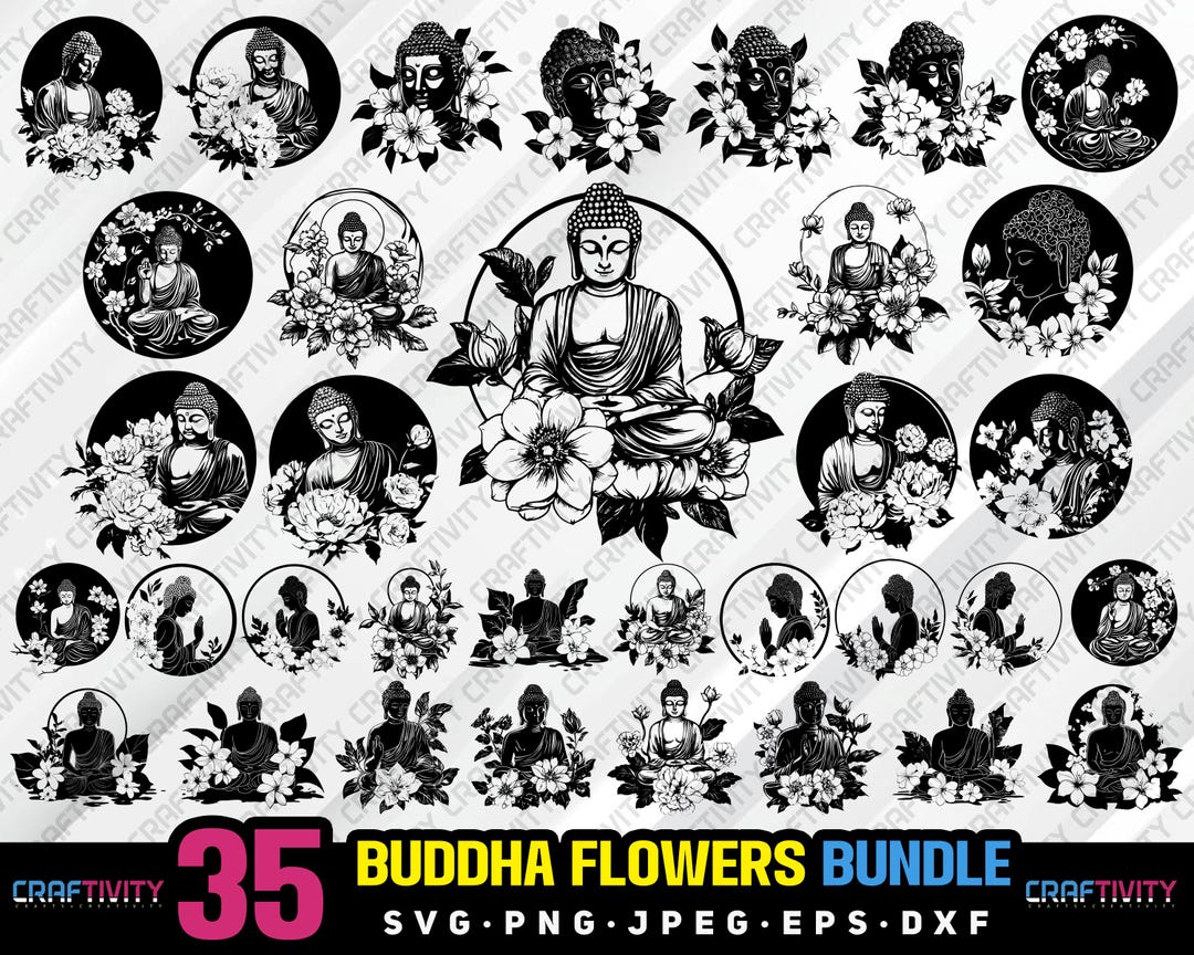 Buddha Flower Vector Bundle (svg, Png, Jpg, Eps, Dxf) - Etsy
