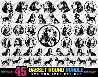 Basset Hound SVG Bundle - Etsy