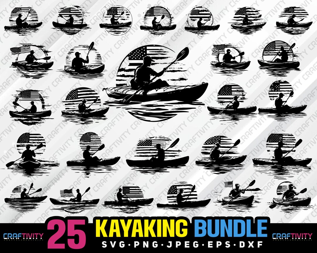 Kayaking USA Bundle: Patriotic Kayak Vector Graphics (svg, Png, Jpeg ...
