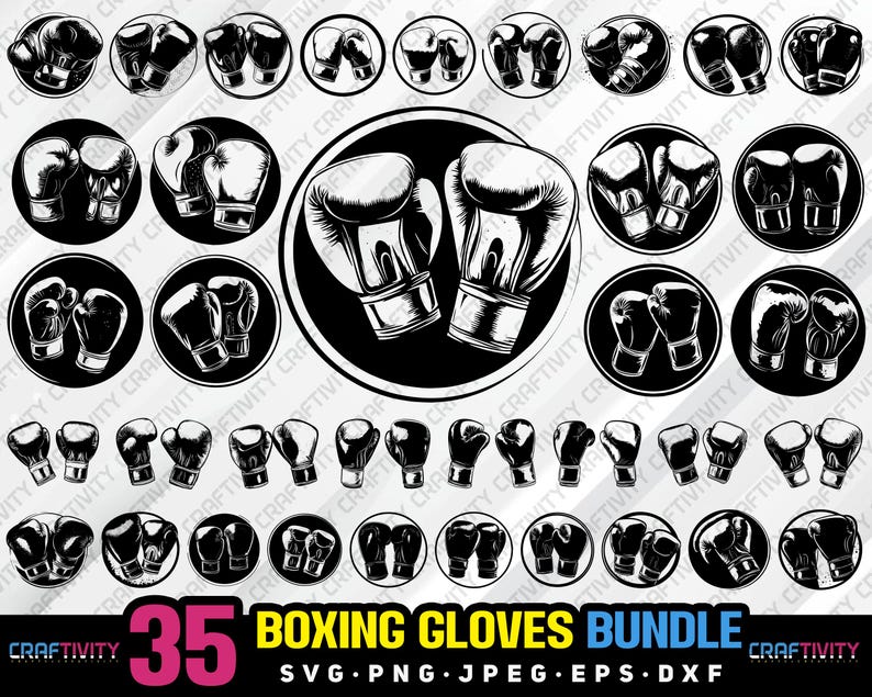 Boxing Gloves Bundle Svg Png Jpeg Eps Dxf Bundle Silhouette Clipart ...