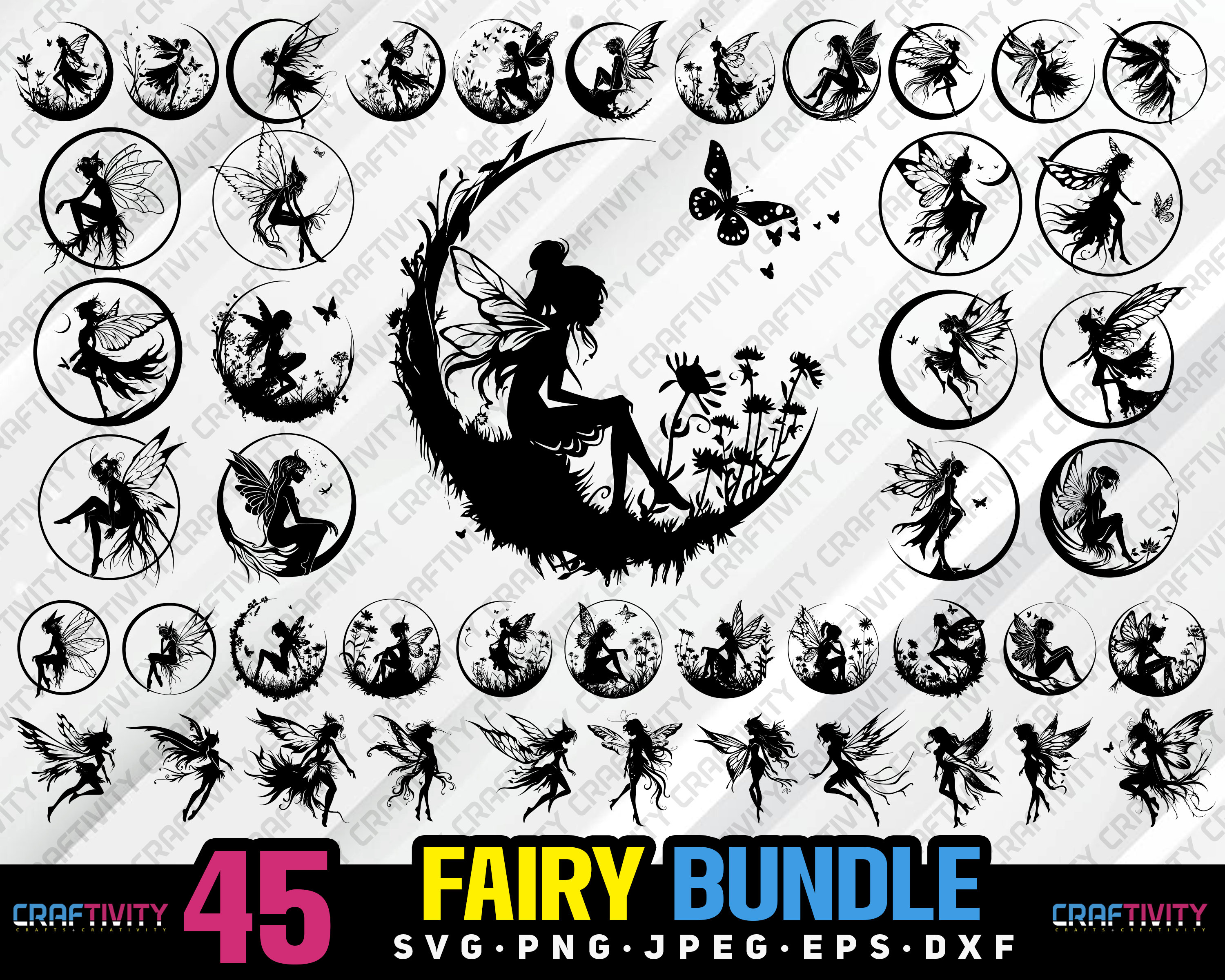 Fairy Bundle Svg Png Jpg Eps Dxf Bundle Silhouette Clipart Cricut ...