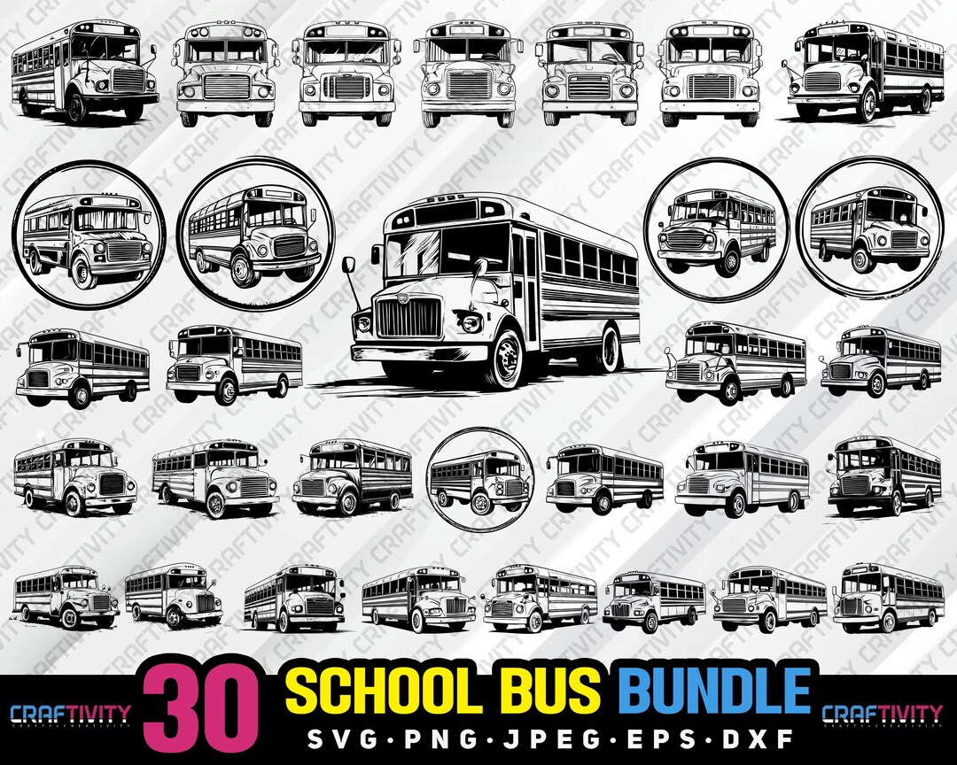 School Bus Bundle Svg Png Jpg Eps Dxf Bundle Silhouette Clipart Cricut ...
