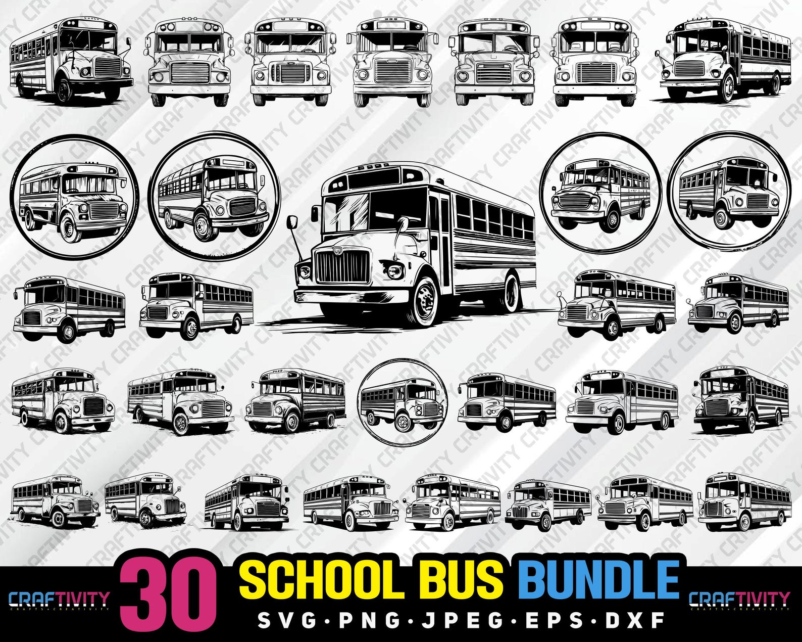 School Bus Bundle Svg Png Jpg Eps Dxf Bundle Silhouette Clipart Cricut ...
