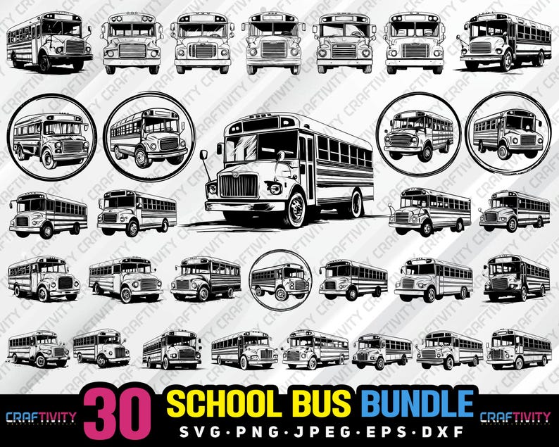 School Bus Bundle Svg Png Jpg Eps Dxf Bundle Silhouette Clipart Cricut ...