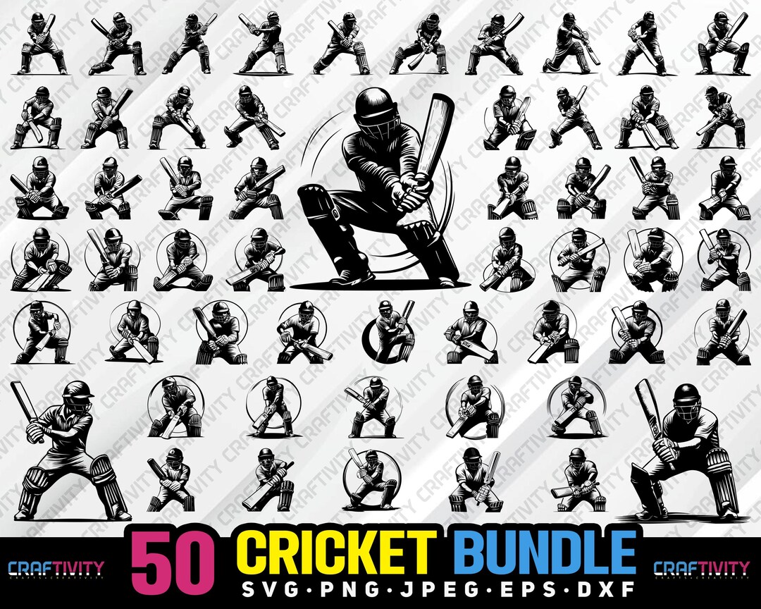 Cricket Player SVG Bundle: Clipart, Vector Graphics (commercial Use ...