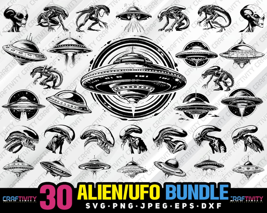 Alien Ufo Bundle Svg Png Jpeg Eps Dxf Bundle Silhouette Clipart Cricut ...