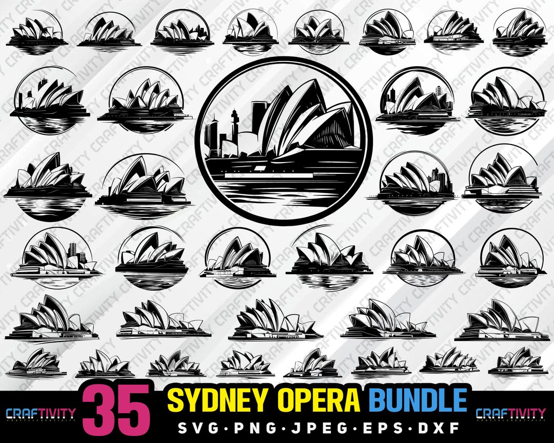 Sydney Opera House Bundle Svg Png Jpeg Eps Dxf Engrave Silhouette ...