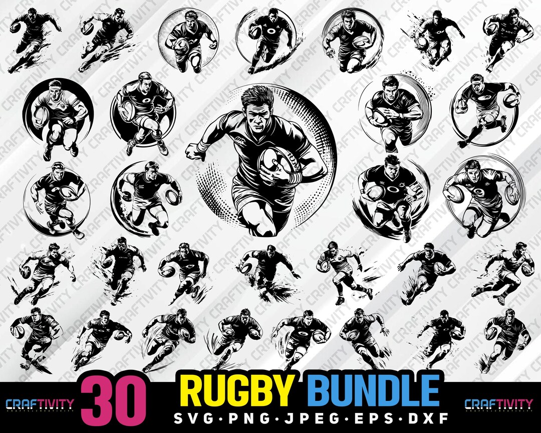 Rugby Player Clipart Bundle (svg, Png, Jpg, Eps, Dxf) - Etsy