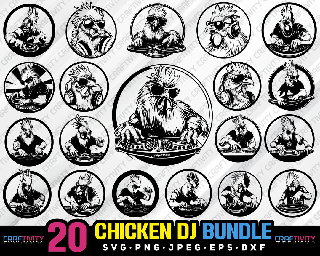 Chicken DJ Vector Art Bundle (svg, Png, Jpg, Eps, Dxf) - Etsy Australia