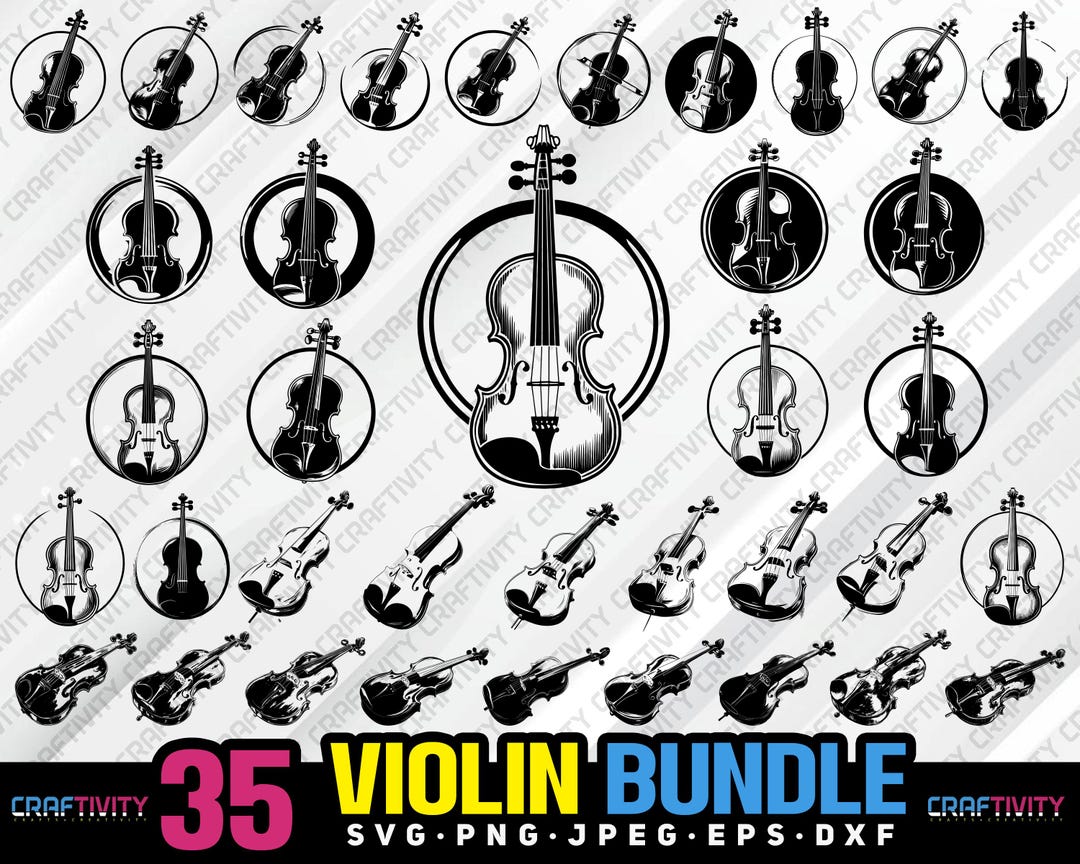 Violin Bundle Svg Png Jpeg Eps Dxf Bundle Silhouette Clipart Cricut ...