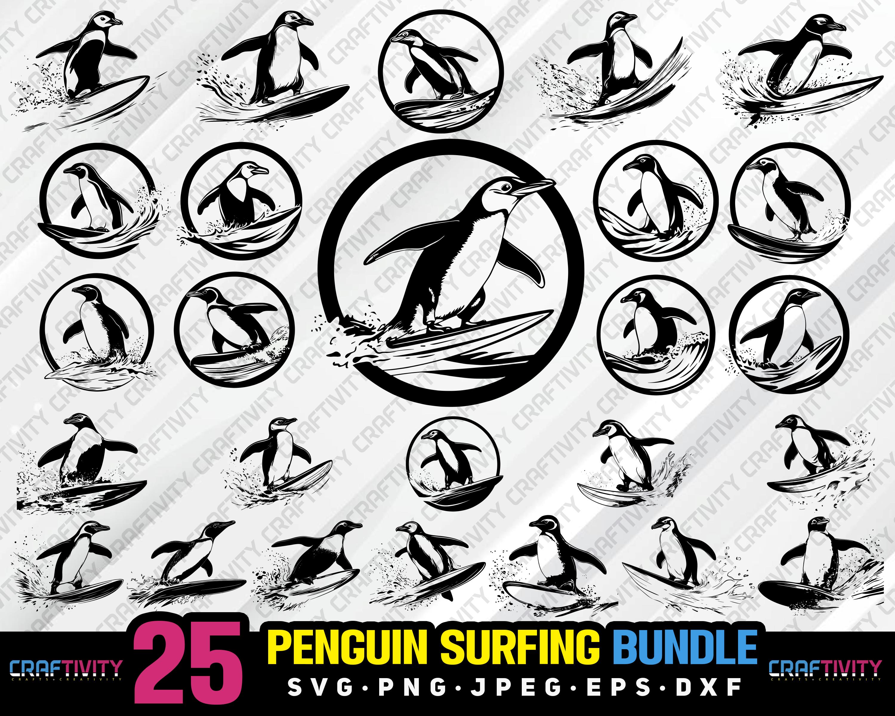 Penguin Bundle Svg Png Jpeg Eps Dxf Engrave Silhouette Clipart Cricut ...