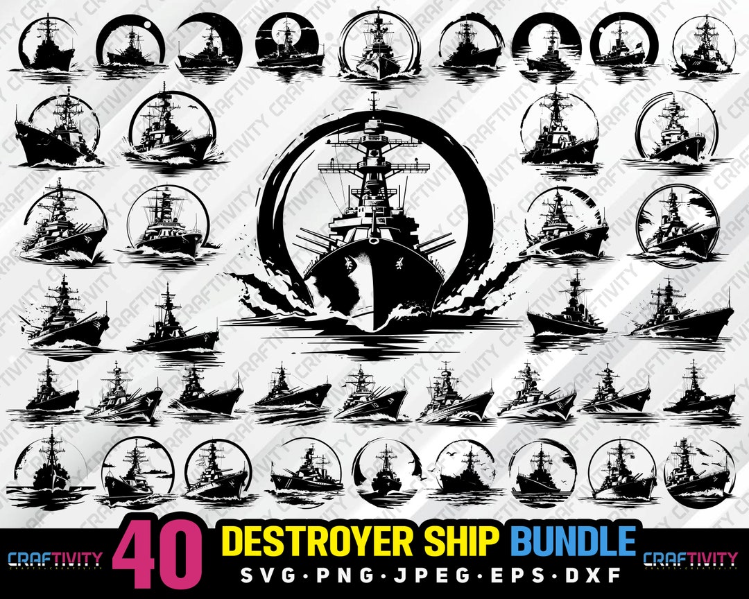 Destroyer Ship Clipart Bundle (svg, Png, Jpg, Eps, Dxf) - Etsy