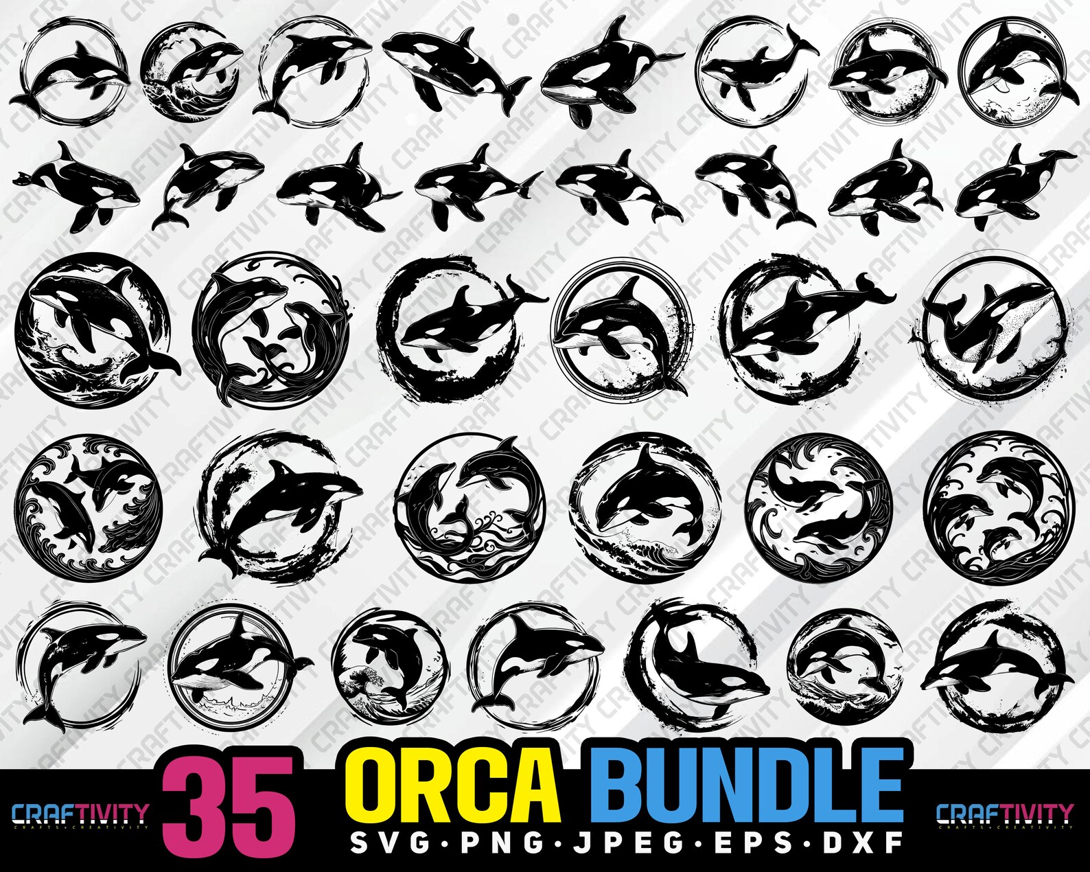 Orca Bundle Svg Png Jpeg Eps Dxf Bundle Silhouette Clipart Cricut ...