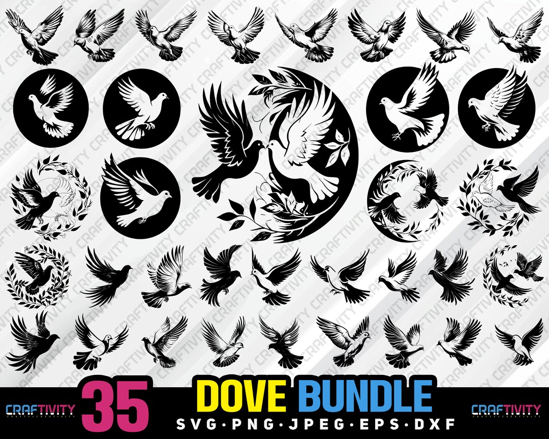 Dove Bundle Svg Png Jpeg Eps Dxf Bundle Silhouette Clipart Cricut ...