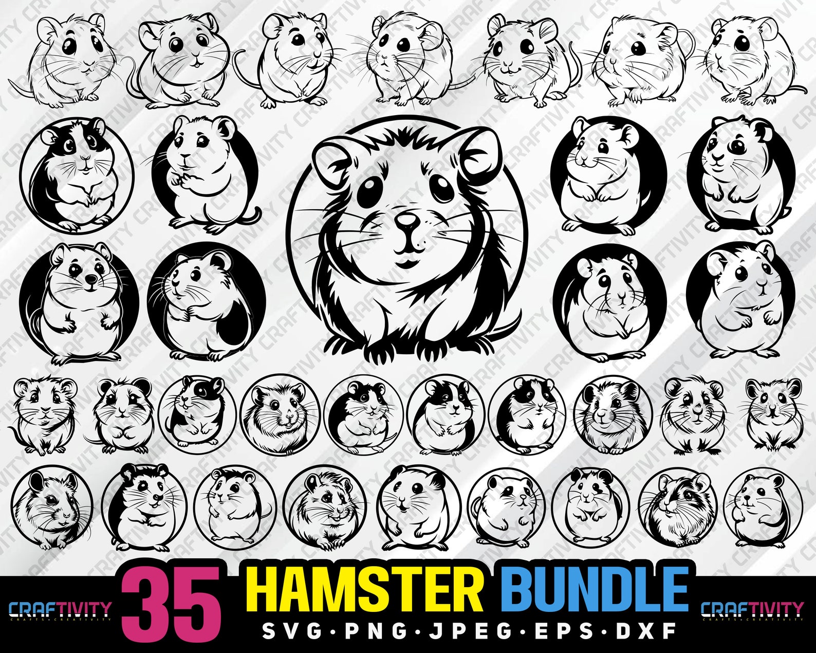 Hamster Bundle Svg Png Jpeg Eps Dxf Bundle Silhouette Clipart Cricut ...
