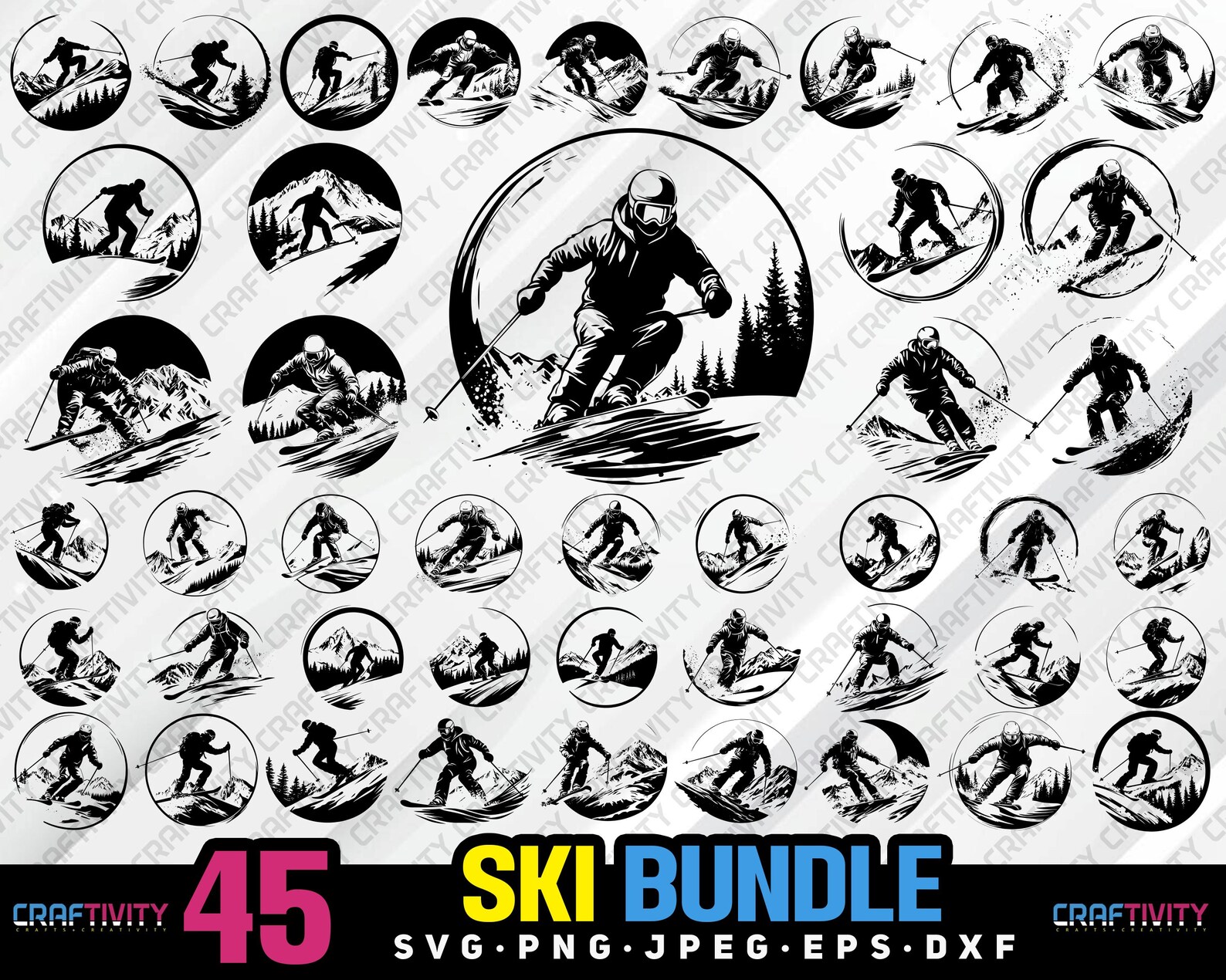 Ski Bundle Svg Png Jpeg Eps Dxf Bundle Silhouette Clipart Cricut Vector ...
