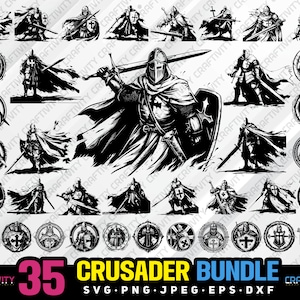 Crusader Knight Vector Bundle, Silhouette Clipart (svg, Png, Jpg, Eps ...