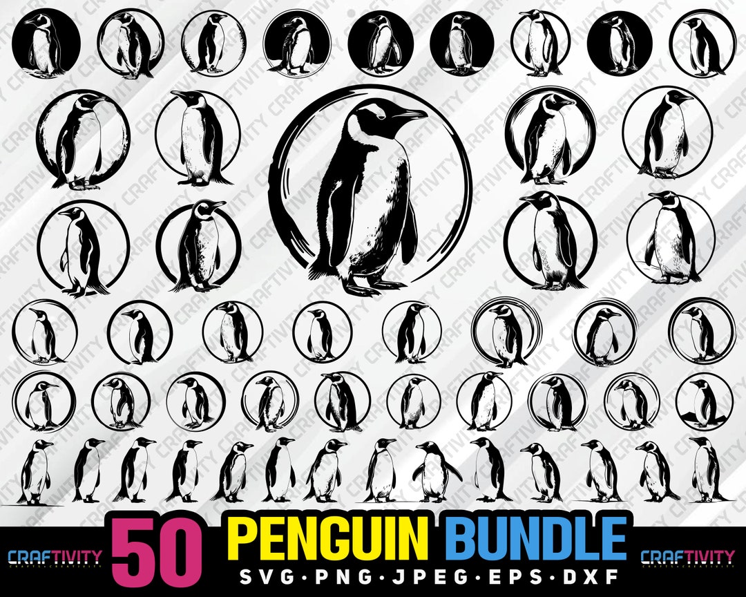 Penguin Bundle Svg Png Jpeg Eps Dxf Bundle Silhouette Clipart Cricut ...