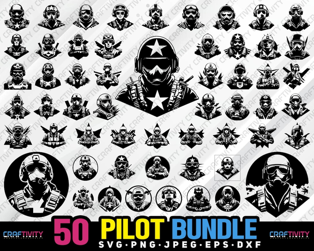 Pilot Bundle SVG: War Aircraft Helmet Clipart (digital Download) - Etsy
