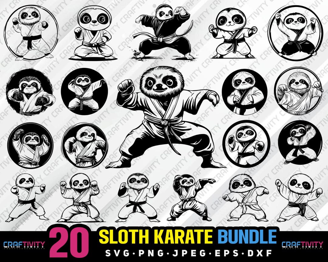 Sloth Karate Clipart Bundle, Martial Arts SVG (digital Download) - Etsy