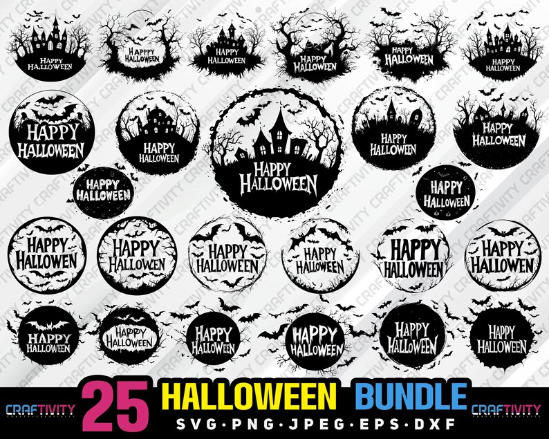 Halloween Clipart Vector Bundle (svg, Png, Jpeg, Eps, Dxf) - Etsy