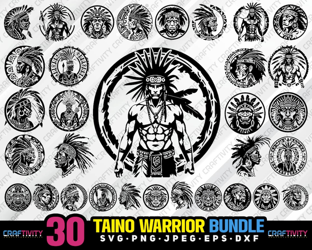 Taino Warrior Clipart Bundle: Tribal Silhouette Vector (digital ...