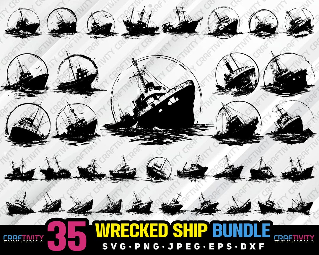 Wrecked Ship Vector Clipart Bundle (svg, Png, Jpg, Eps, Dxf) - Etsy