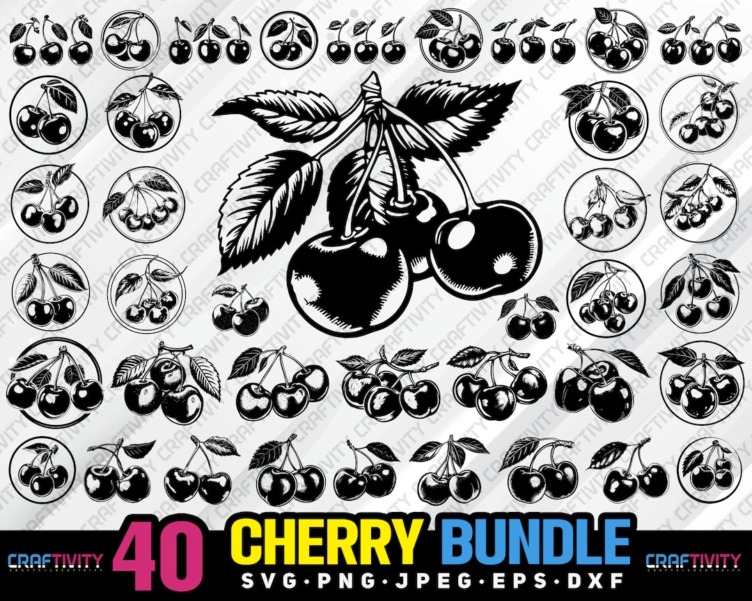 Cherry Bundle Svg Png Jpeg Eps Dxf Bundle Silhouette Clipart Cricut ...