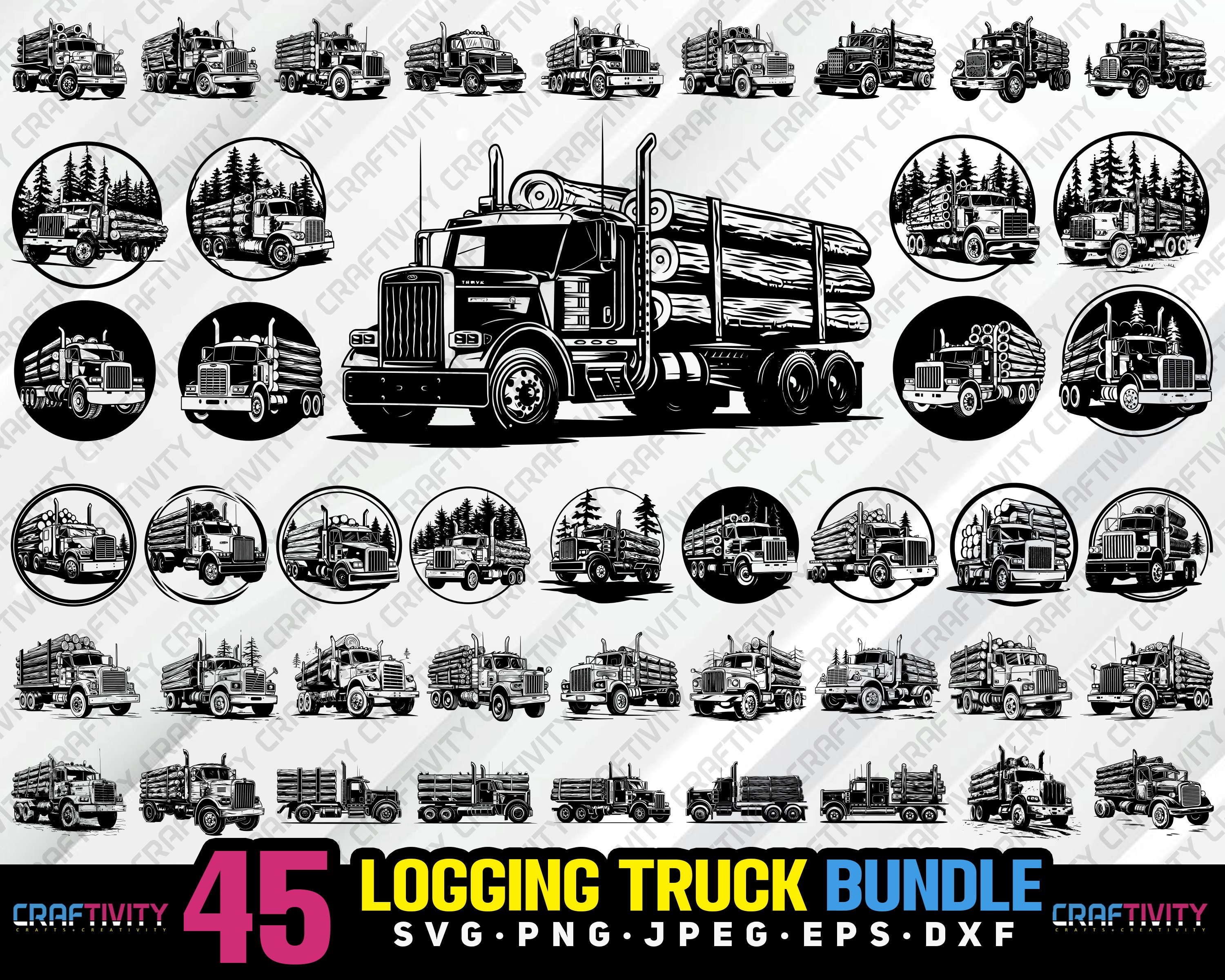 Logging Truck Vector Bundle: Silhouette Clipart (digital Download) - Etsy
