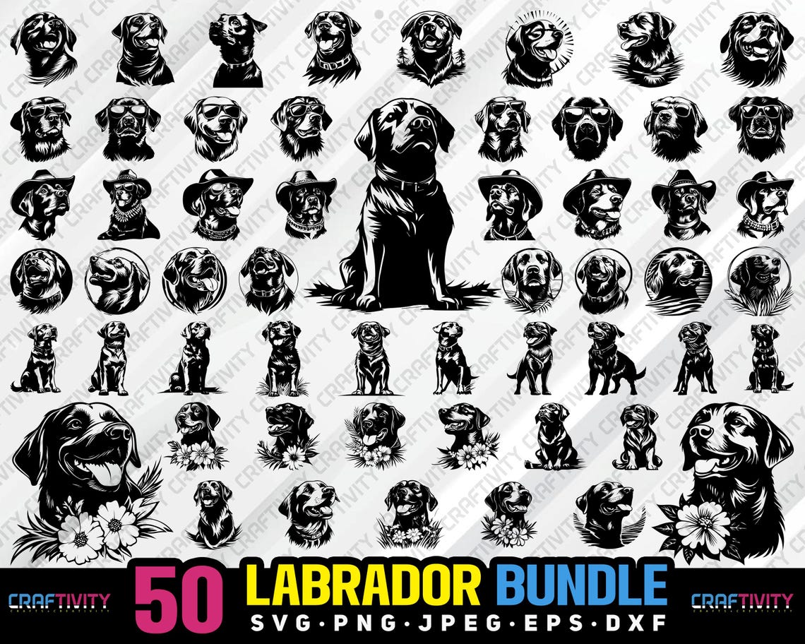 Labrador Dog Vector Bundle: Silhouette Clipart (digital Download) - Etsy