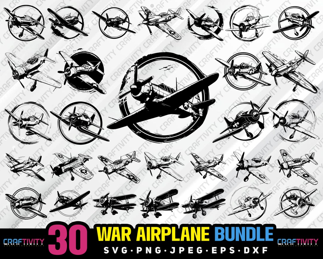 War Airplane Clipart Bundle, Vector Graphics (svg, Png, Jpg, Eps, Dxf ...