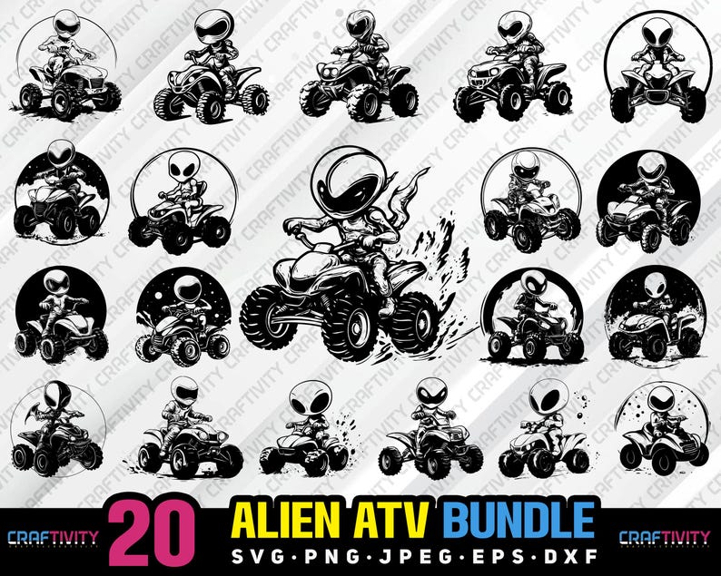 Alien Atv Bundle Svg Png Jpeg Eps Dxf Bundle Silhouette Clipart Cricut ...