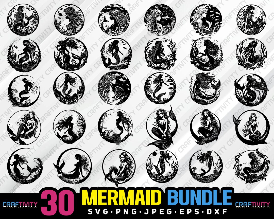 Mermaid Vector Bundle (svg, Png, Jpg, Eps, Dxf) - Etsy
