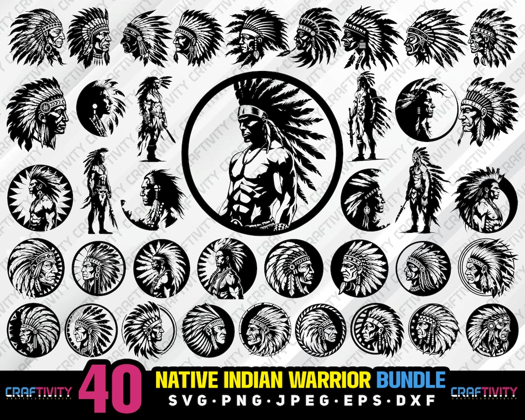 Native Indian Warrior Bundle (svg, Png, Jpg, Eps, Dxf) - Etsy