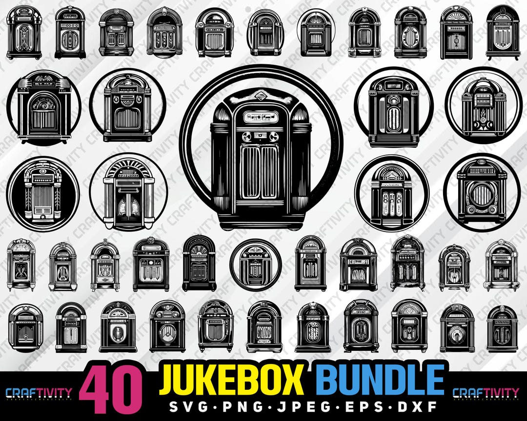 Jukebox Bundle Svg Png Jpeg Eps Dxf Engrave Silhouette Clipart Cricut ...