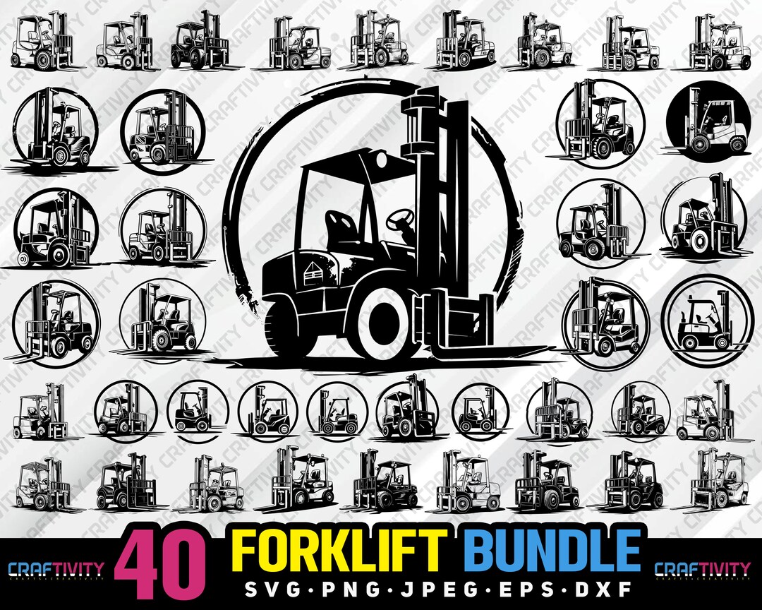 Forklift Vector Art Bundle, Commercial Use (svg, Png, Jpg, Eps, Dxf) - Etsy