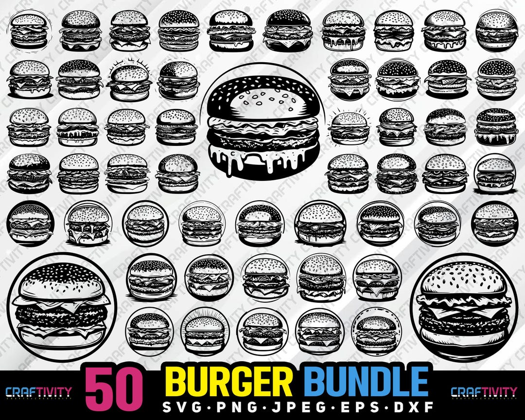 Hamburger SVG Bundle: Fast Food Clipart for Cricut (digital Download - Etsy