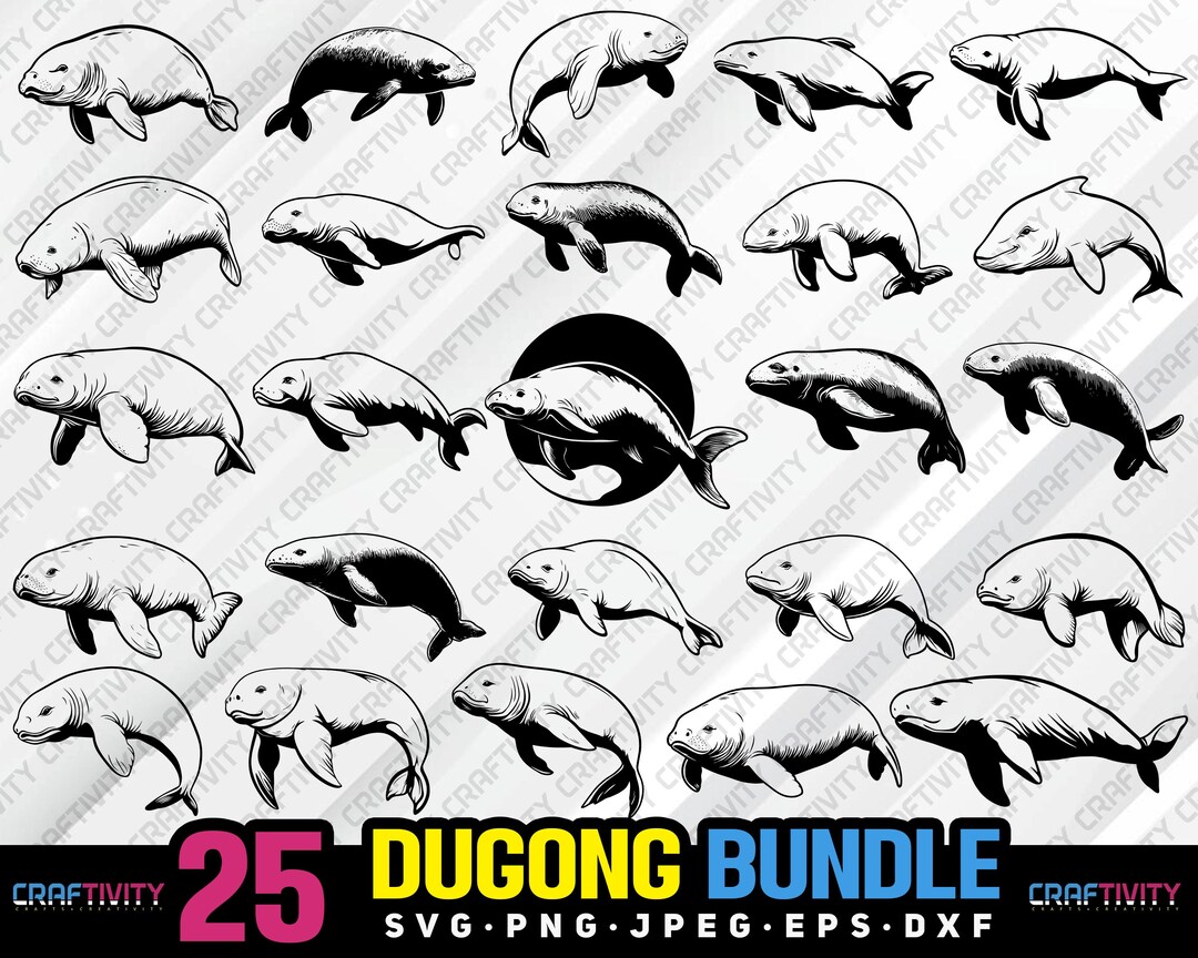 Dugong Bundle Svg Png Jpeg Eps Dxf Bundle Silhouette Clipart Cricut ...