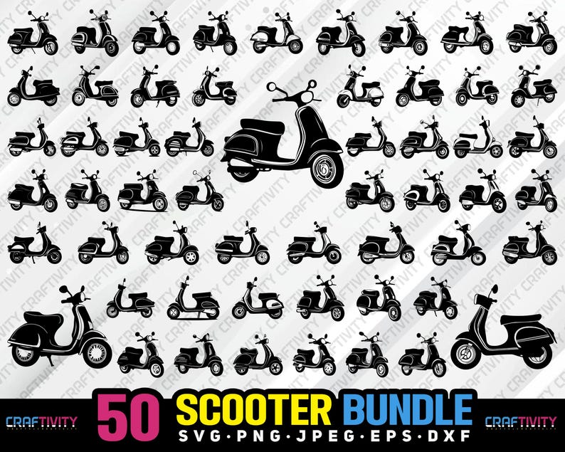 Scooter Bundle Svg Png Jpeg Eps Dxf Bundle Silhouette Clipart Cricut ...