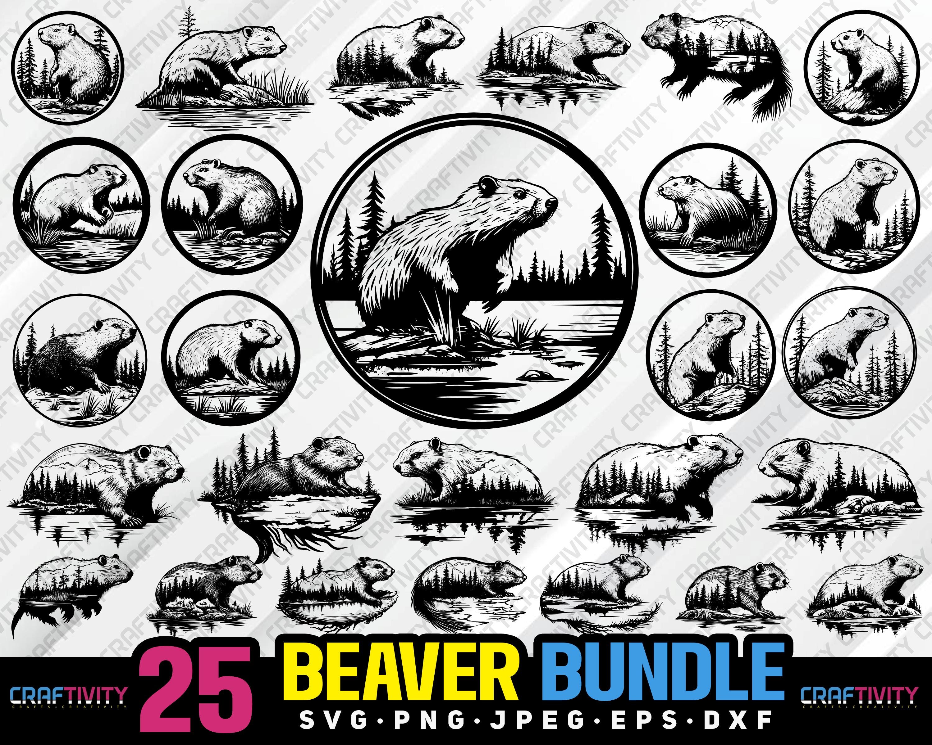 Beaver Clipart Bundle, Laser Cut Engrave Files (svg, Png, Jpg, Eps, Dxf ...