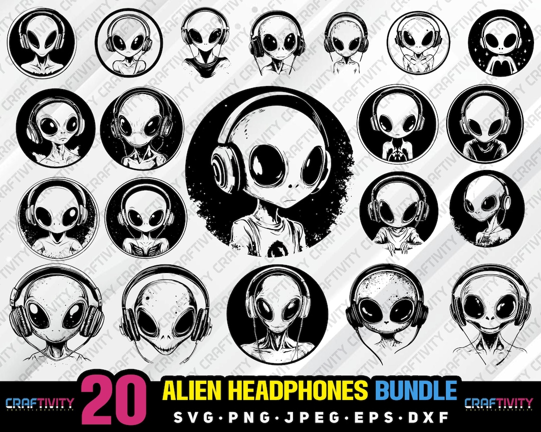 Alien Heaphones Bundle Svg Png Jpeg Eps Dxf Bundle Silhouette Clipart ...