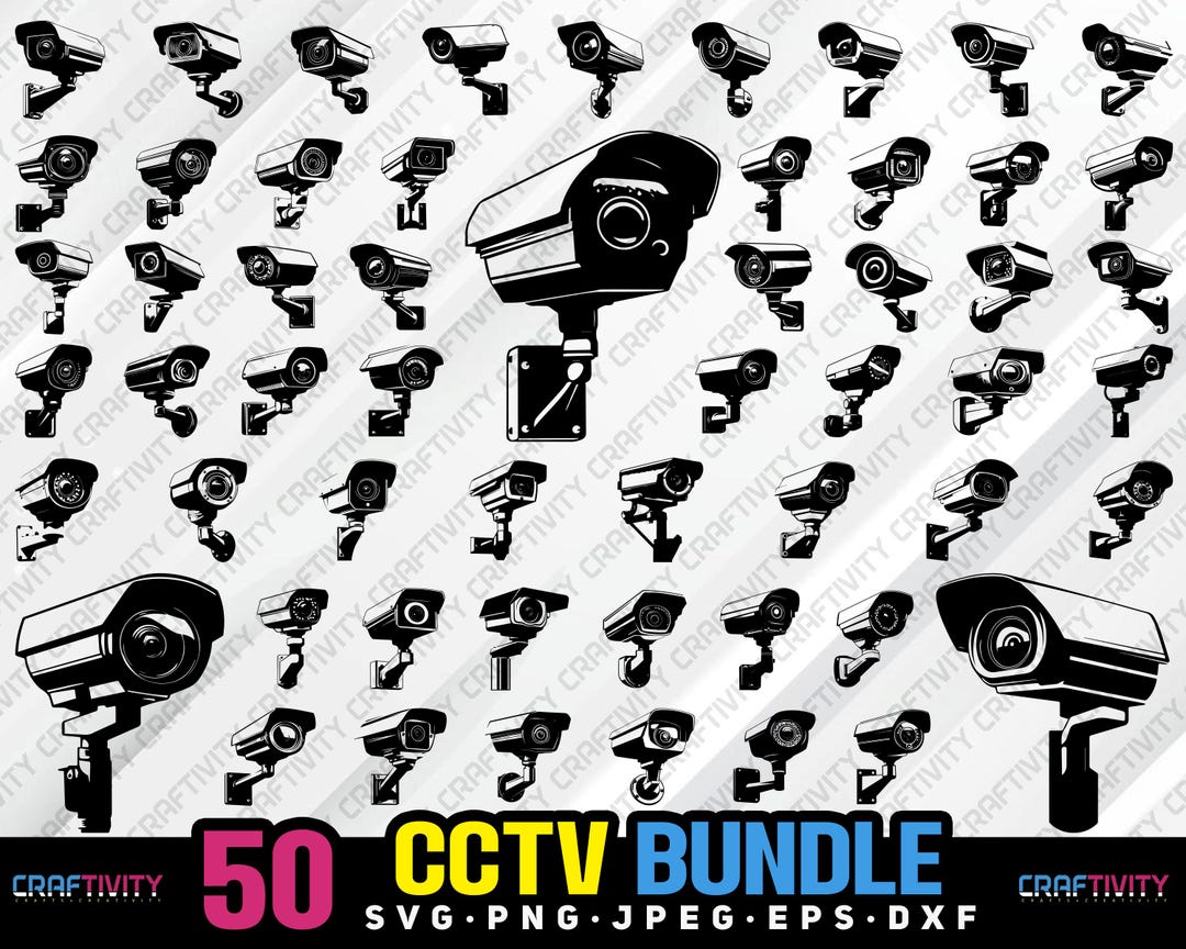 Cctv Camera Bundle Svg Png Jpeg Eps Dxf Bundle Silhouette Clipart ...