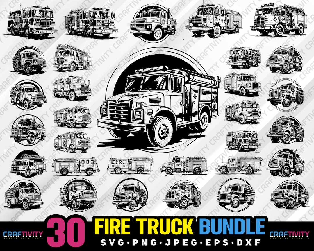 Fire Truck Clipart Bundle (svg, Png, Jpg, Eps, Dxf) (digital Download ...