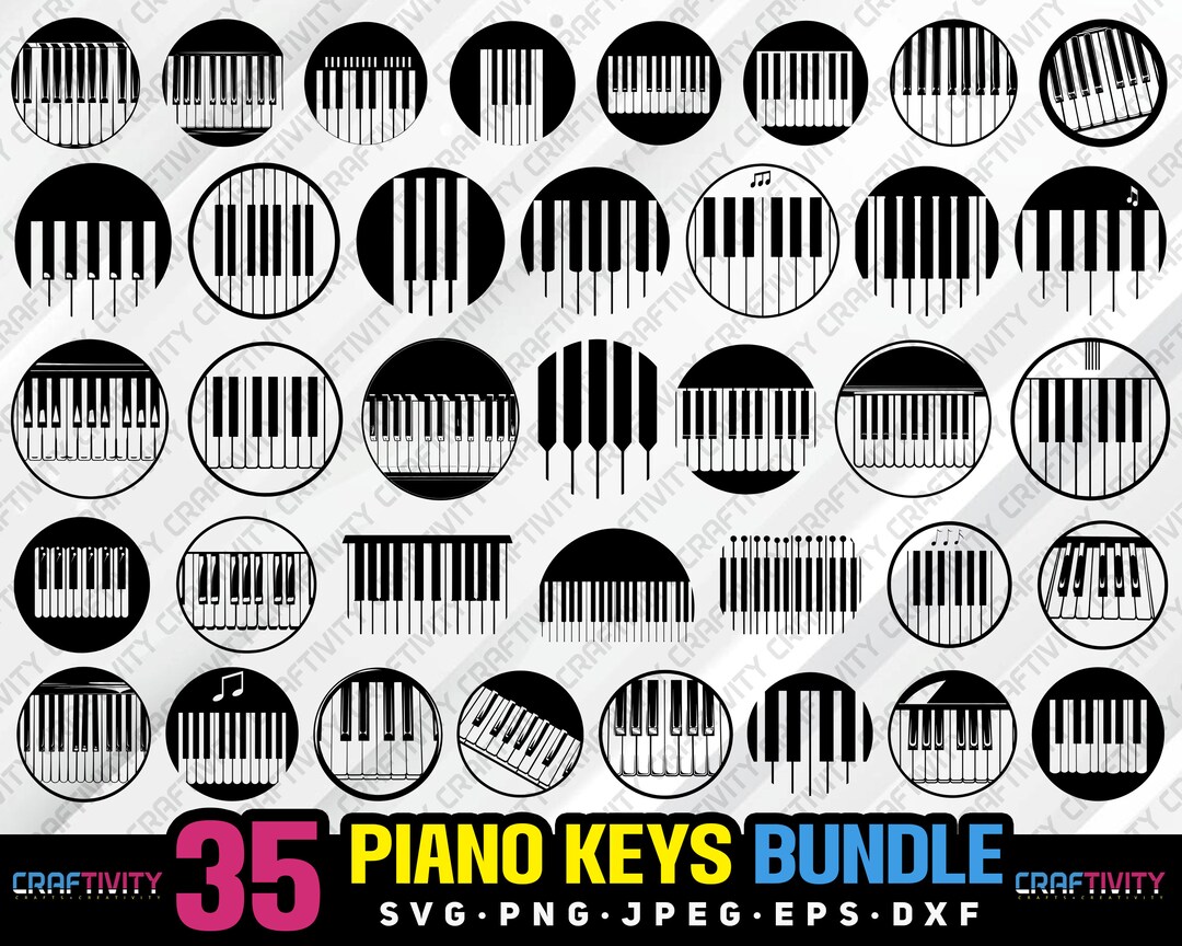 Piano Keys Bundle Svg Png Jpeg Eps Dxf Bundle Silhouette Clipart Cricut ...